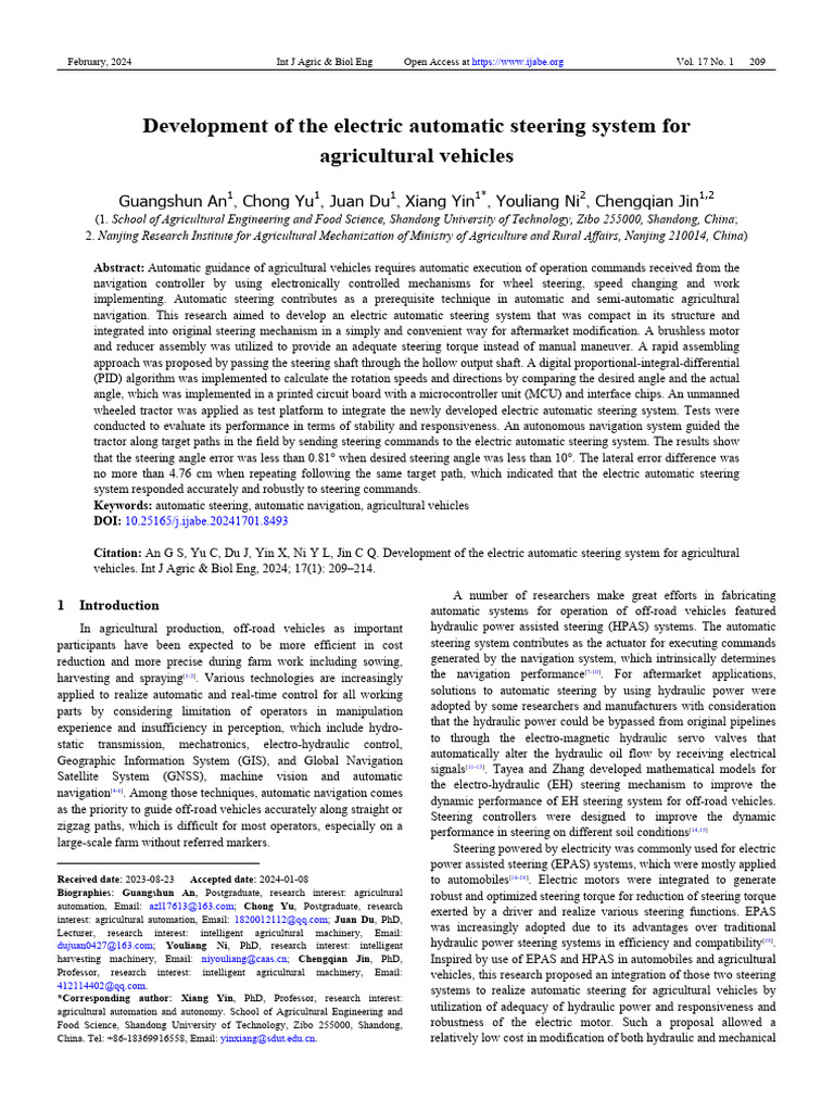 Development of The Electric Automatic Steering Sys | PDF | Steering ...
