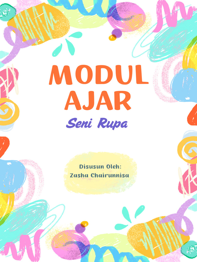Biru Kuning Merah Ilustrasi Lucu Modern Cover Modul Pembelajaran A4 | PDF