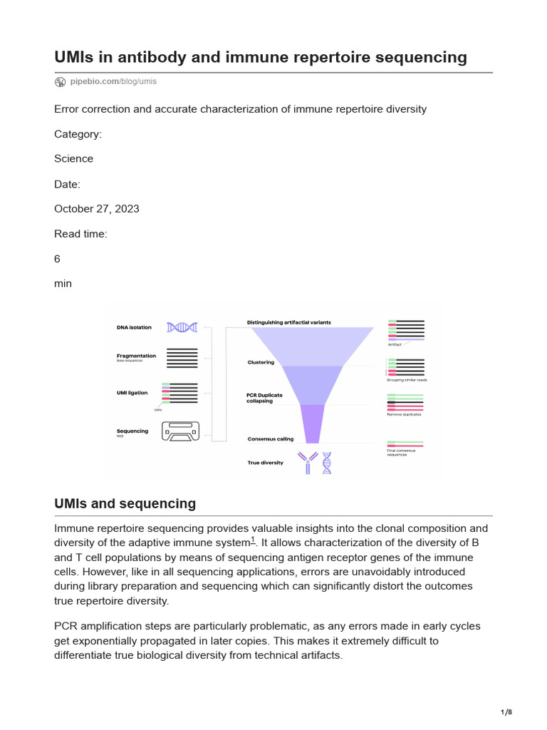 UMIs in Antibody and Immune Repertoire Sequencing | PDF | Dna Sequencing | Polymerase Chain Reaction