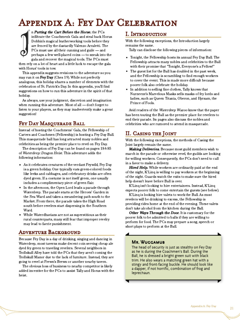 Appendix A - Fey Day Ball FINAL (Print Friendly) v10 | PDF | Wizards Of ...