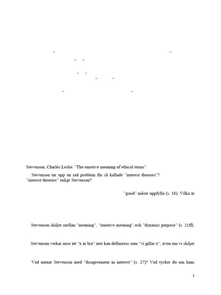 Metaetik_gruppövningar och seminariefrågor (Enoch, Stevenson, Vavova) | PDF