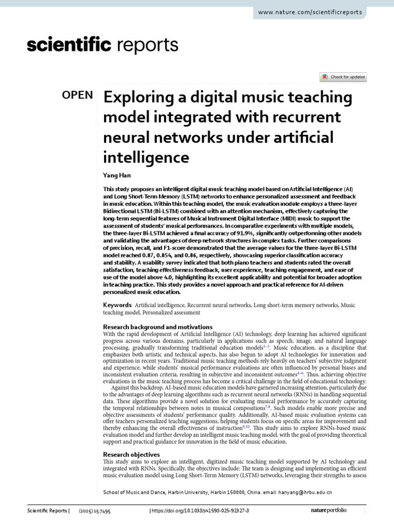 Digital Music Teaching With AI | PDF | Artificial Intelligence | Intelligence (AI) & Semantics