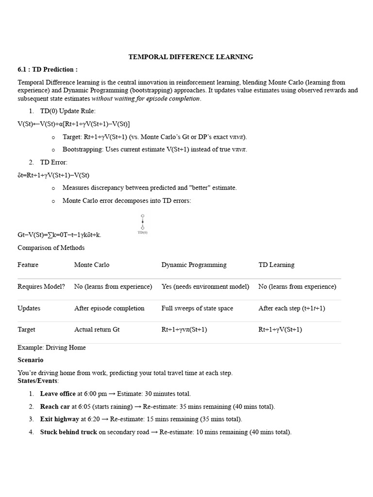 Temporal Difference Learning | PDF | Estimator | Mean Squared Error