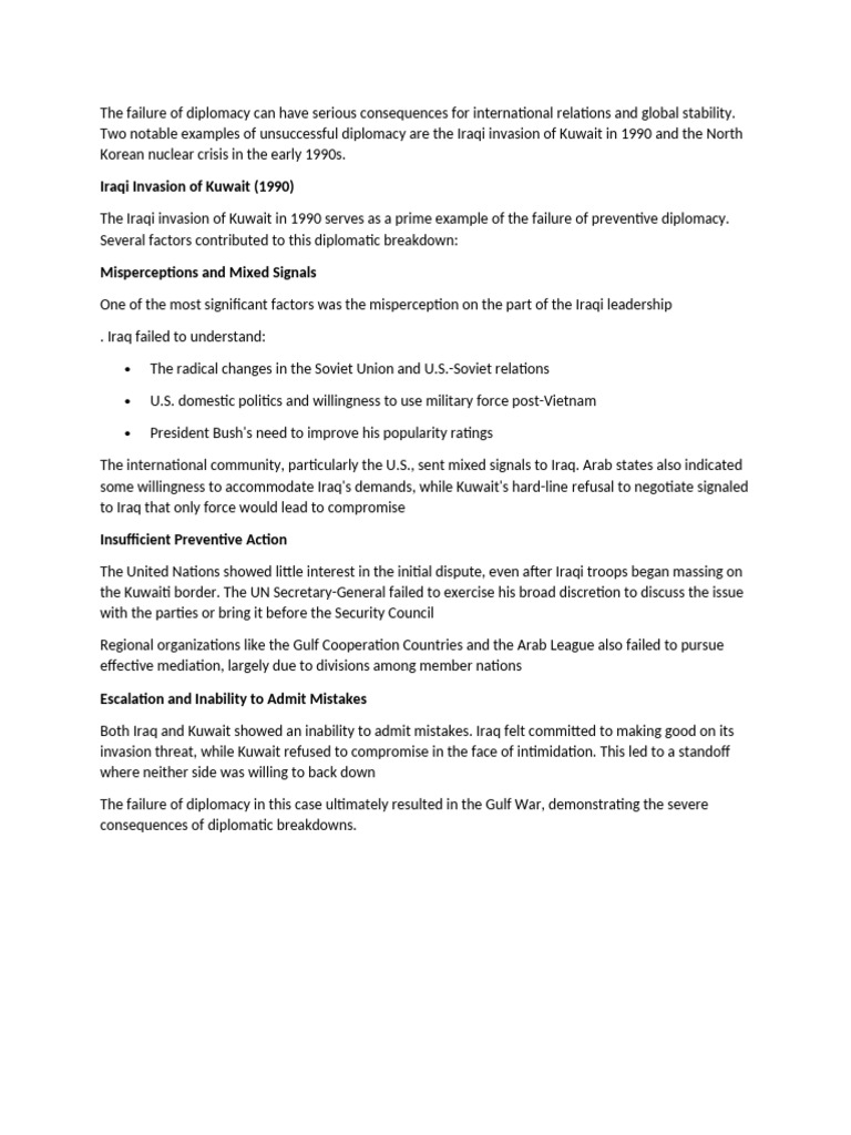 Consequences of Failed Diplomacy | PDF