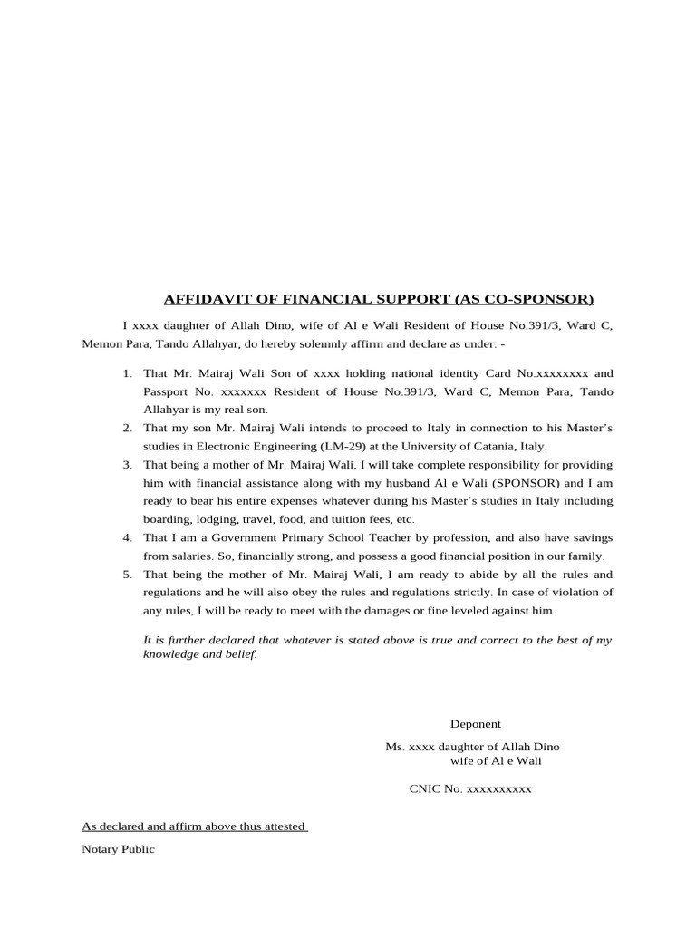 Co-Sponsor - Affidavit-Sample | PDF