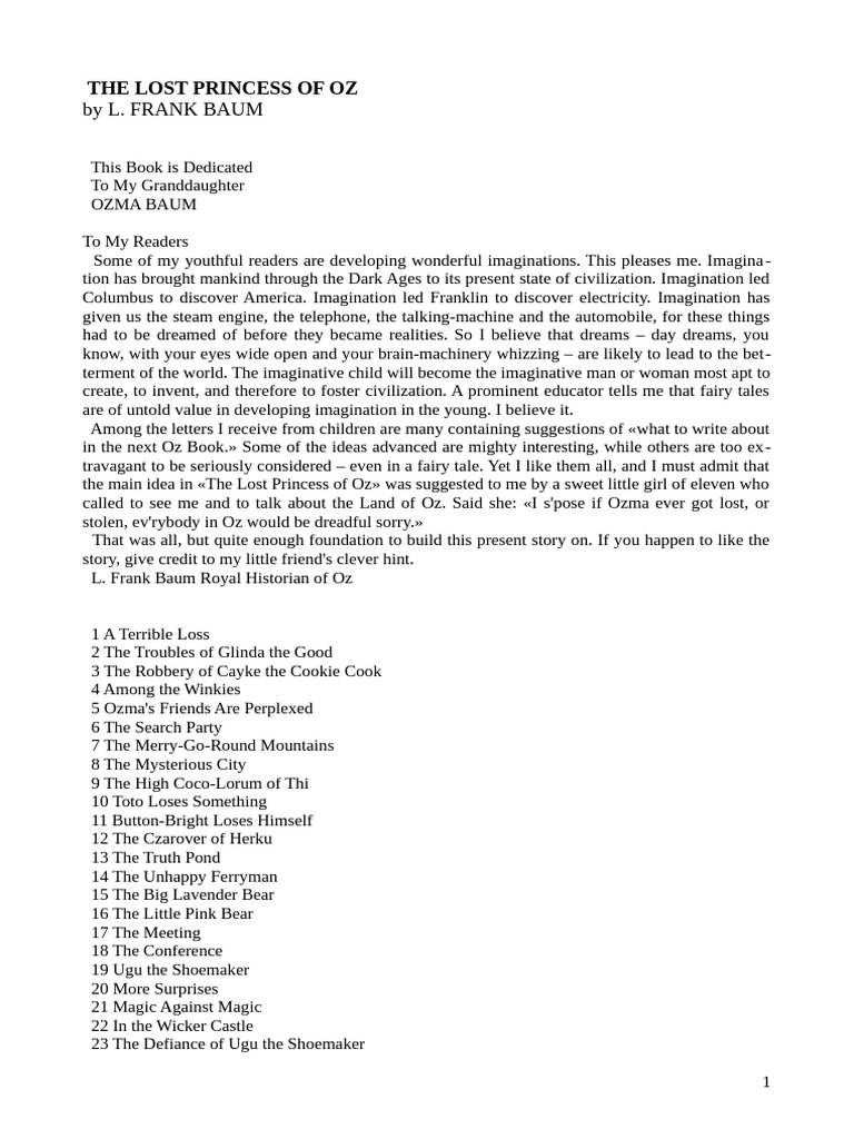 OZ 11 The Lost Princess of Oz | PDF | Land Of Oz | Princess Ozma