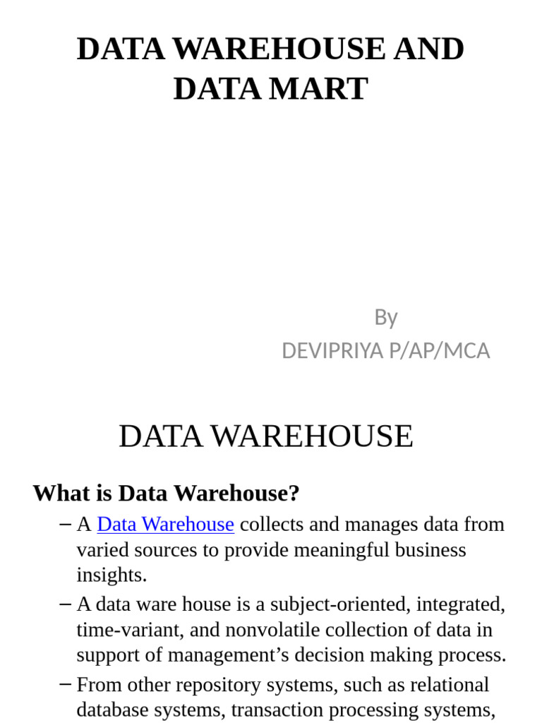 Unit 2 DATA WAREHOUSE AND DATA MART | PDF | Data Warehouse | Databases