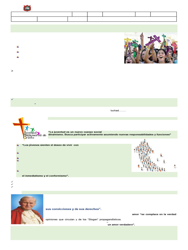 Guía N. 1. Religión Décimo. | PDF | Iglesia Católica | Amor