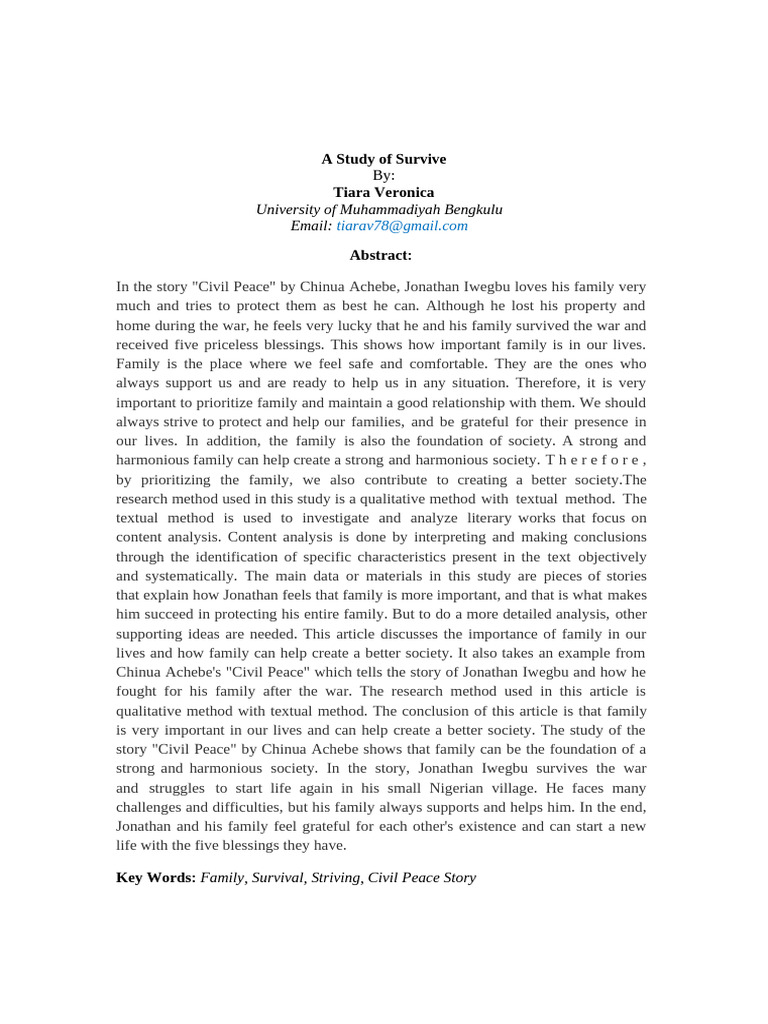Fix A Study of Survive Artikel Analisis Short Story | PDF ...