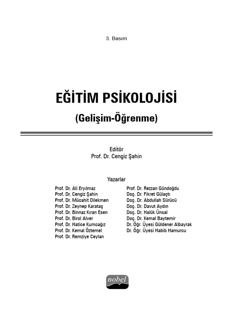 Egitim Psikolojisi Gelisim Ogrenme | PDF