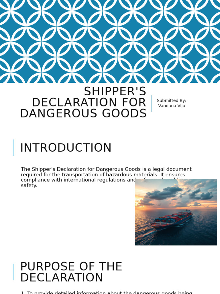 Shipper's Declaration For Dangerous Goods | PDF