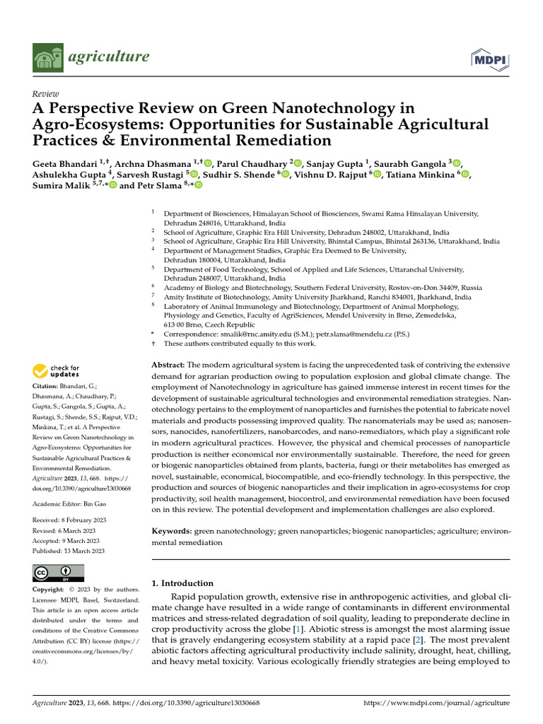 agriculture-13-00668-v4 | PDF | Nanoparticle | Nanotechnology