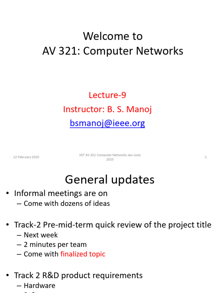 IIST AV 321 Bsmanoj Jan2025 Lecture 9 | PDF | Internet Protocol Suite ...