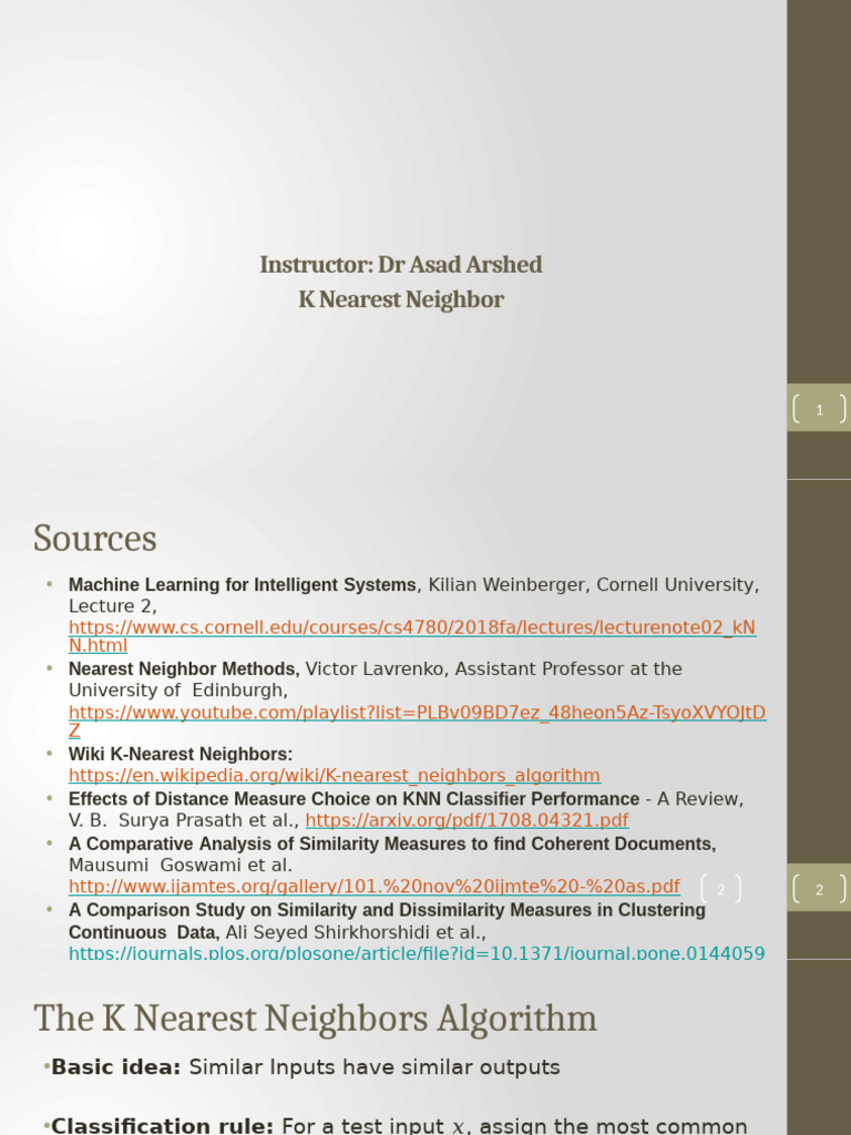 K Nearest Neighbour - Algorithm | PDF | Statistical Classification | Statistical Theory