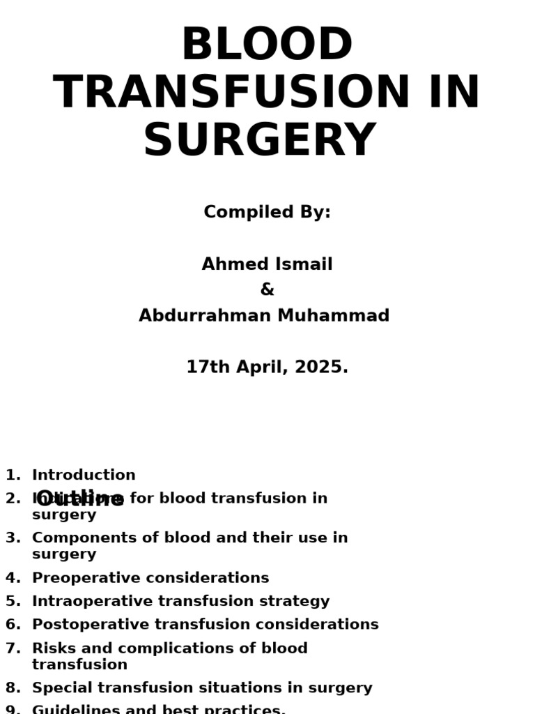 Blood Transfusion in Surgery | PDF | Blood Transfusion | Blood