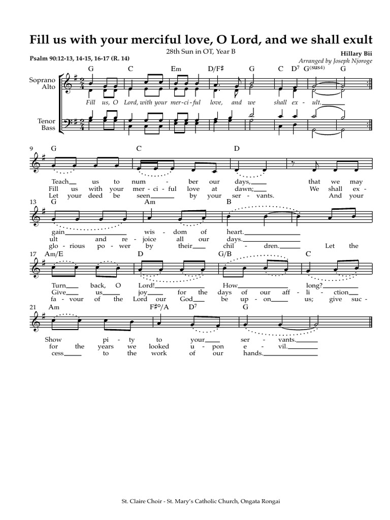 Fill Us With Your Merciful Love, O Lord, and We Shall Exult | PDF ...