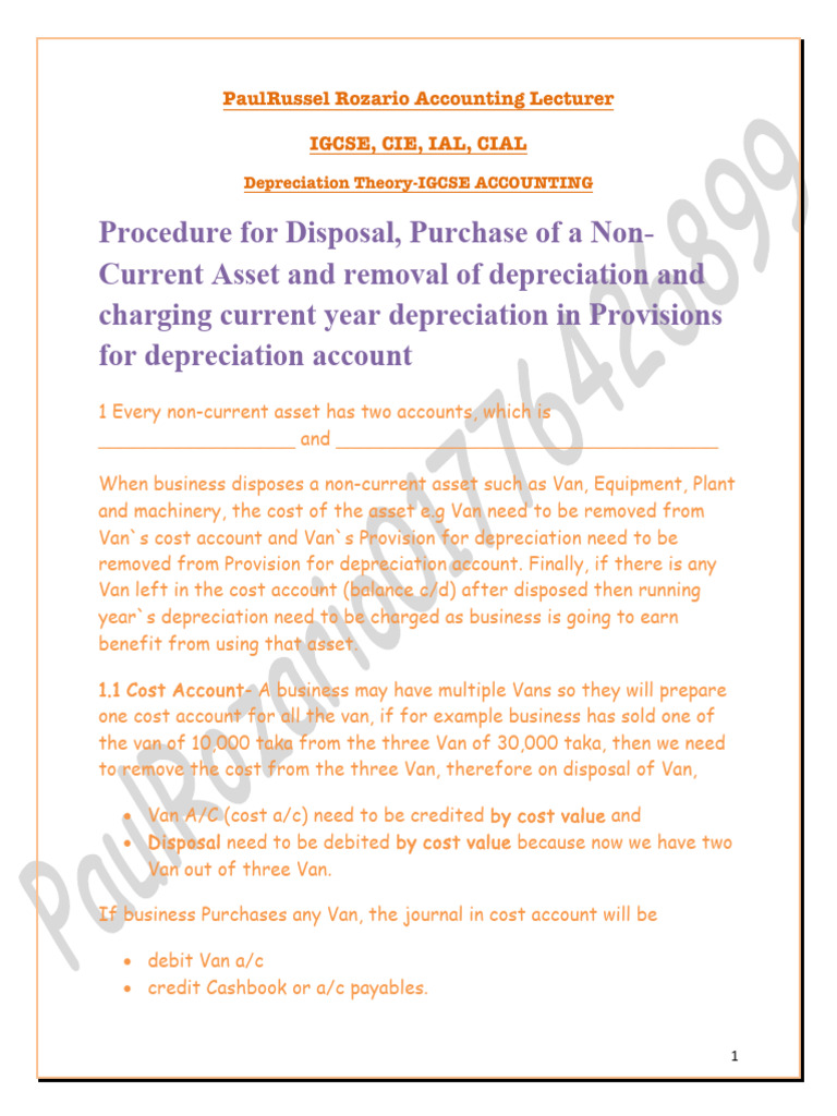 IGCSE-Depreciation Worksheet-Teachers | PDF | Depreciation | Debits And ...