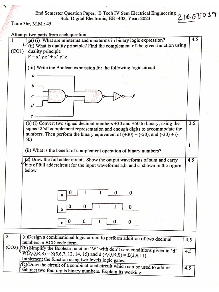 EE (Sem IV) End Sem Papers | PDF