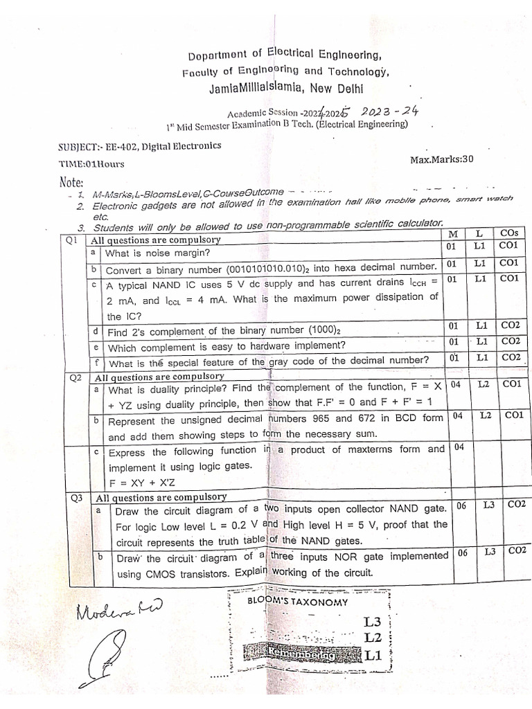 Sessional-1, Sessional-2, End Sem (PYQ) | PDF