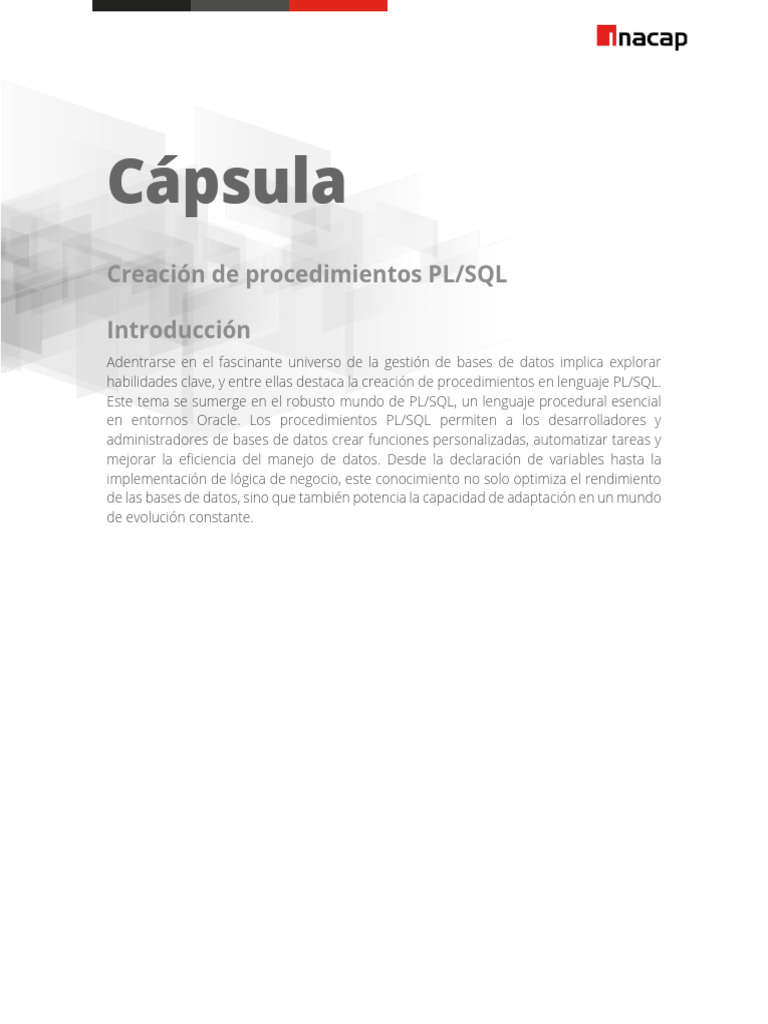 Creación de Procedimientos PL/SQL | PDF | Pl / Sql | SQL