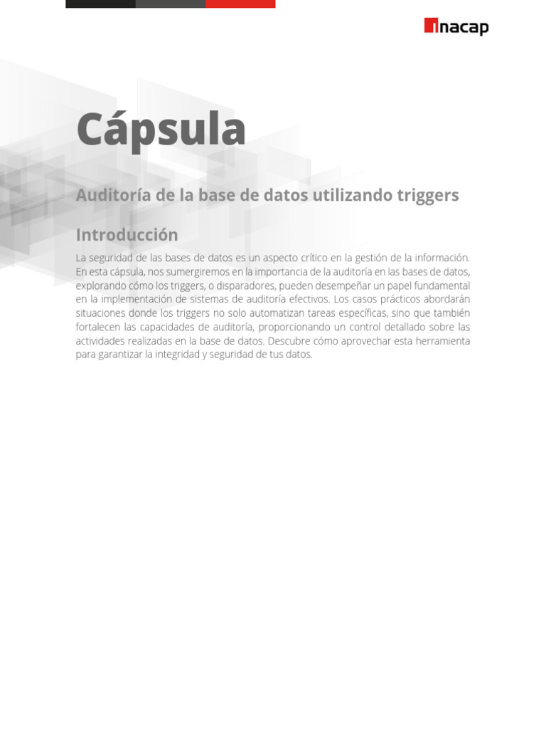 TI3022 - U3 - S18 - Auditoría de La Base de Datos Utilizando Triggers | PDF | Informática ...