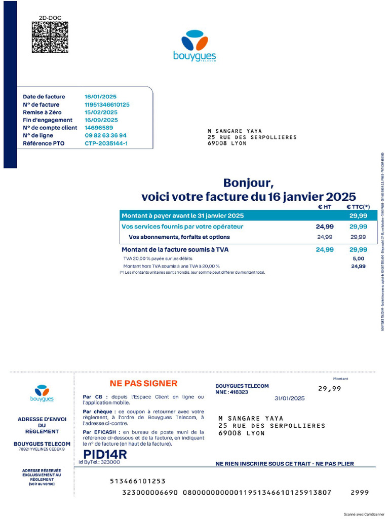 BouyguesTelecom Facture 20250131 11951346610125 | PDF