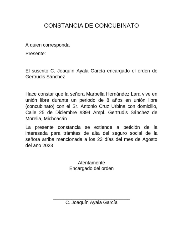Constancia de Concubinato | PDF