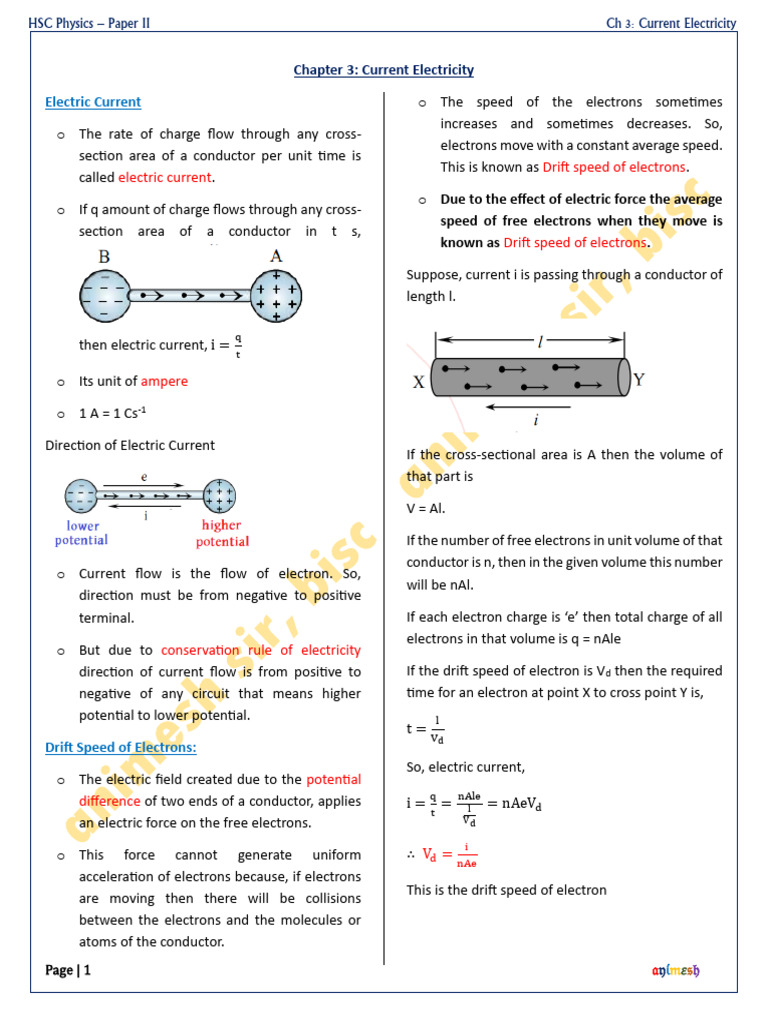 Concept Paper II Chapter 3 - Current Electricity | PDF | Electrical Resistivity And Conductivity ...
