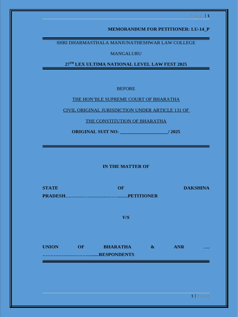 MEMORANDUM FOR PETITIONER | PDF | Royal Assent | Bill (Law)