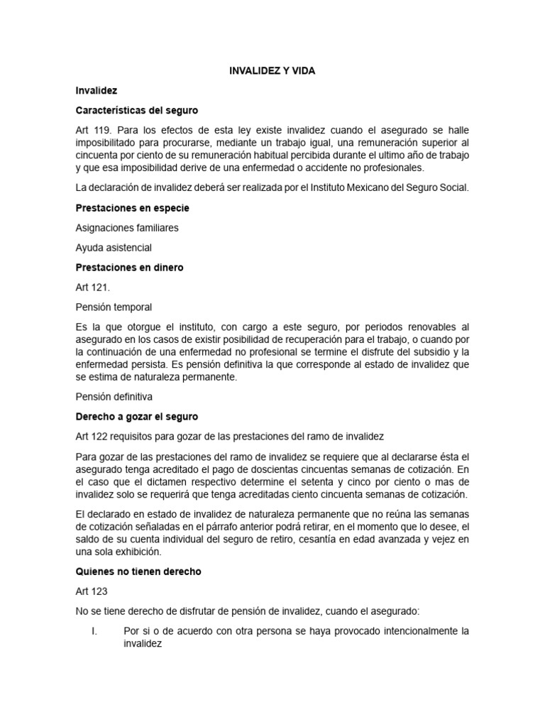 Invalidez y Vida Seguridad Social | PDF | Pensión | Huérfano