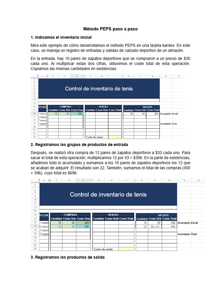Guía PEPS y UEPS para Inventarios | PDF