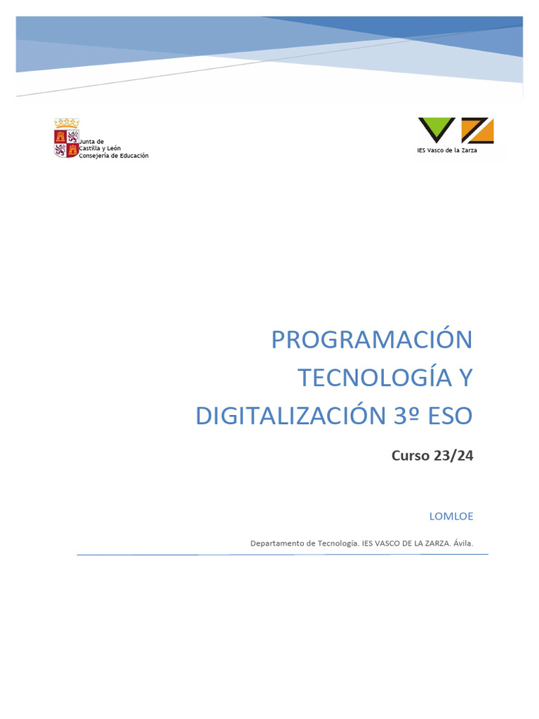Vascodelazarza-Com PROGRAMACION 3 ESO TYD 23 24 Unlocked | PDF | Aprendizaje | Evaluación