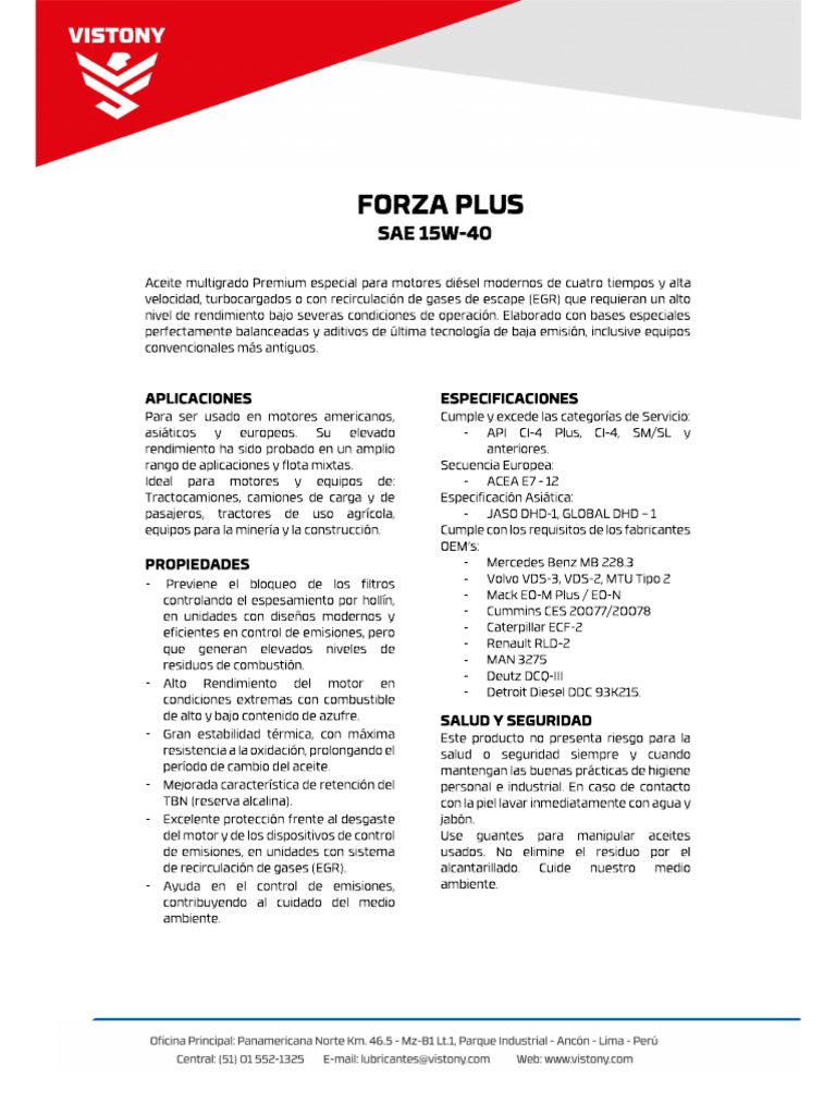 Forza Plus 15W40 | PDF