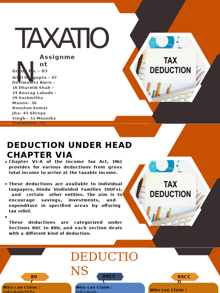 Group 3 - Deduction Under Head Chapter Via | PDF | Tax Deduction | Payments