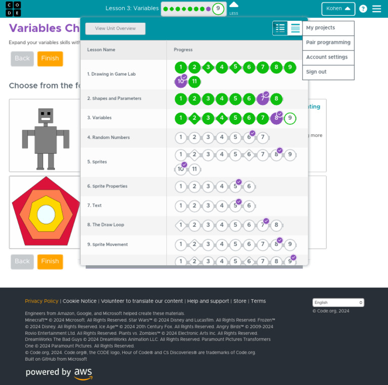 Variables Challenges - Code.org | PDF
