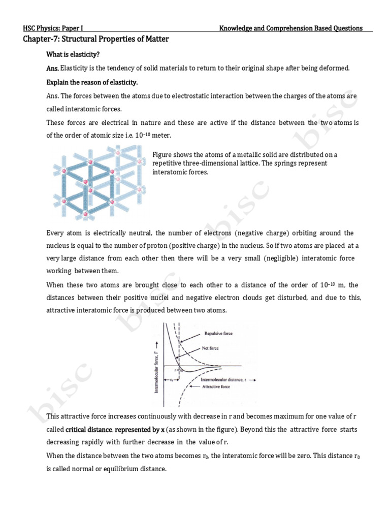 Chapter 7 - Structural Properties of Matter | PDF | Young's Modulus ...
