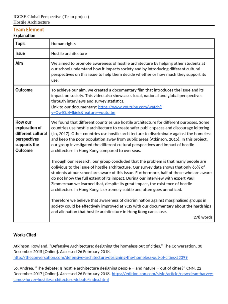 IGCSE Global Perspective | PDF