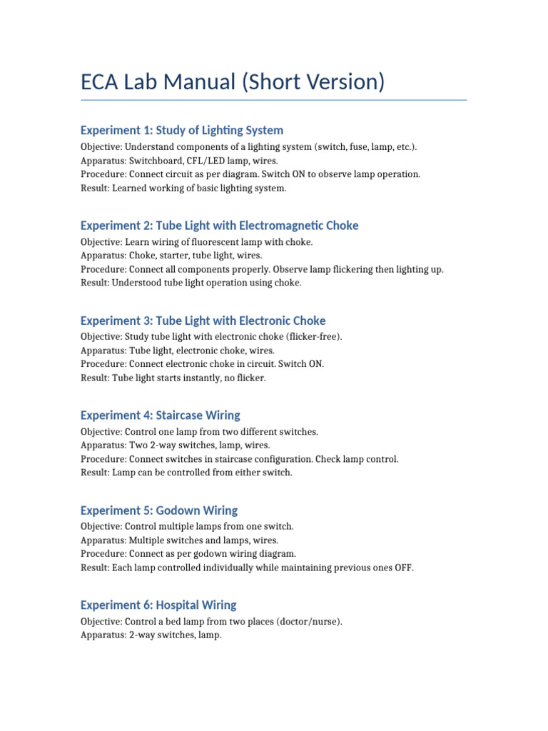 ECA Lab Manual Short Version | PDF
