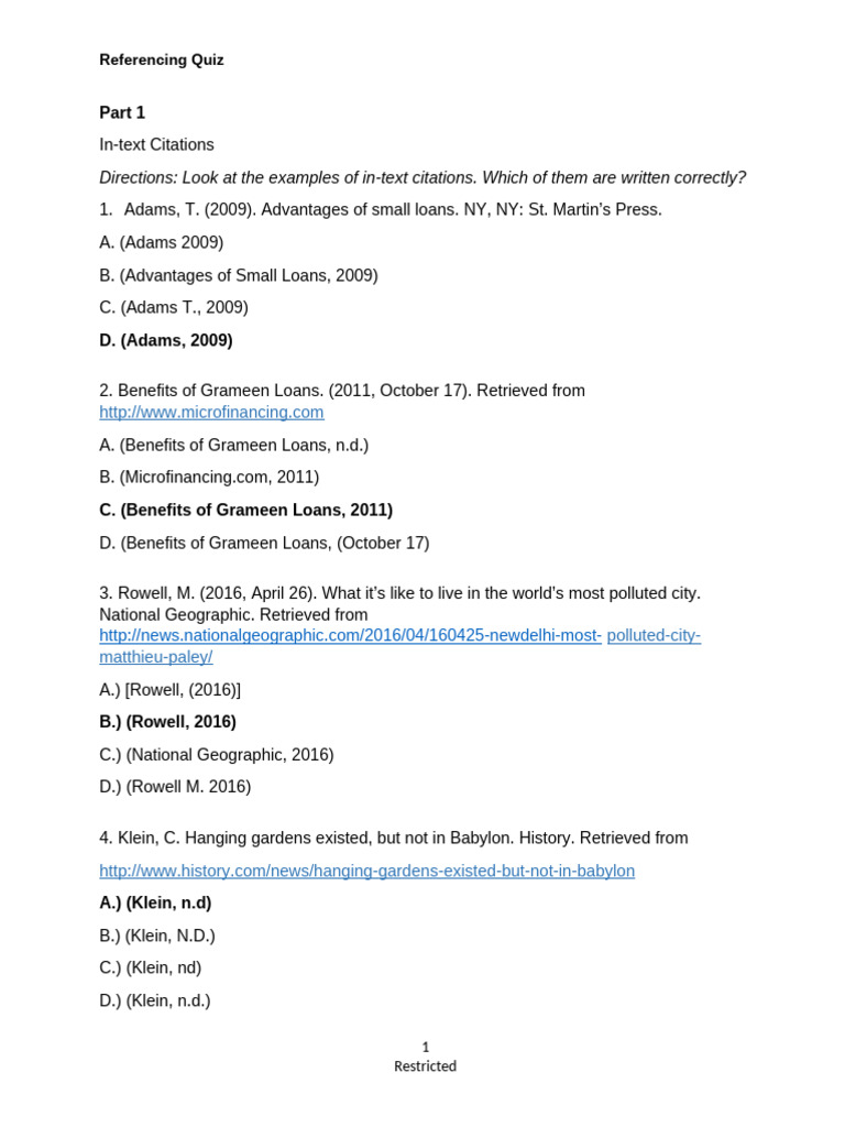Citations Practice | PDF