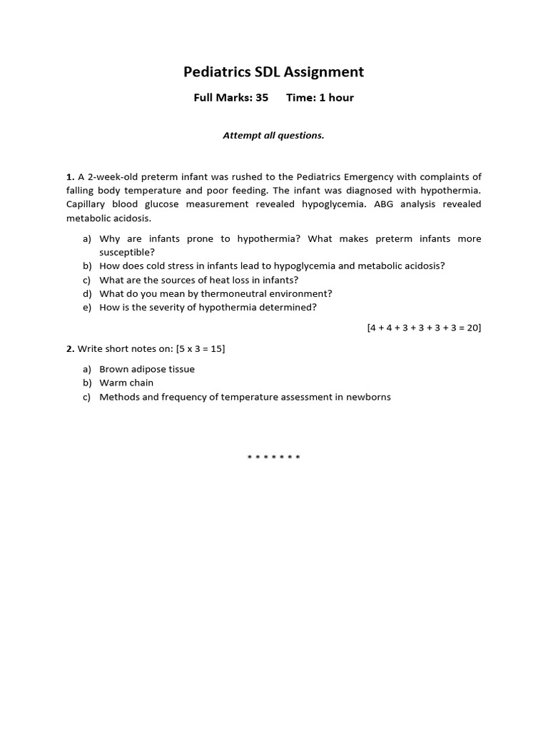 SDL on Neonatal Hypothermia 2025 | PDF