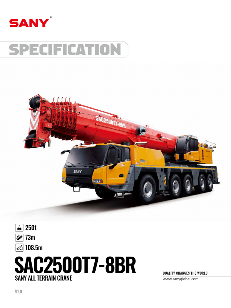 SANY SAC2500T7 Crane Specifications | PDF | Crane (Machine) | Brake