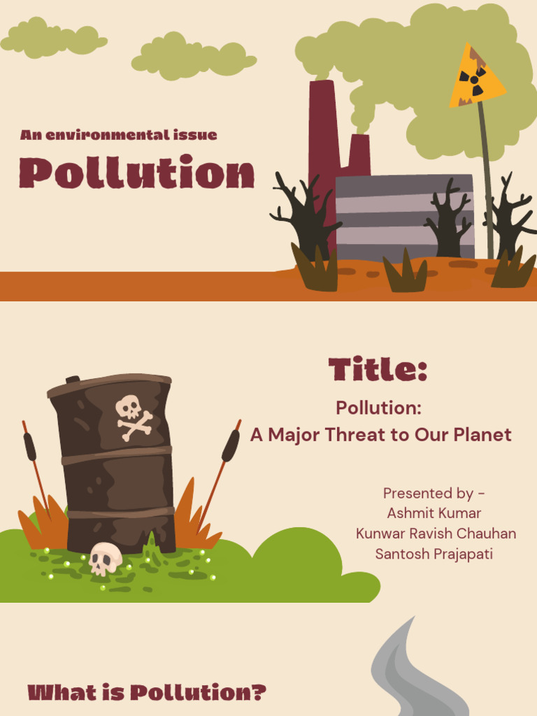 Pollution Educational Presentation in Tan Green Brown Creative Style ...