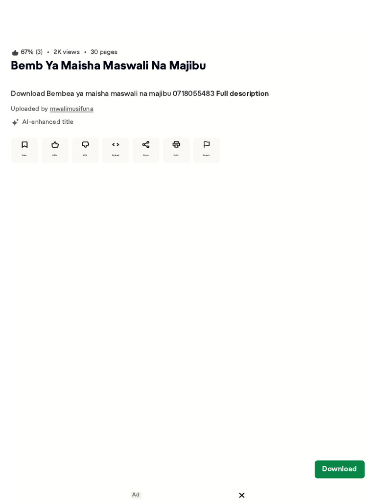 Bembea Ya Maisha Maswali Na Majibu 0718055483 Full Description | PDF | Scribd