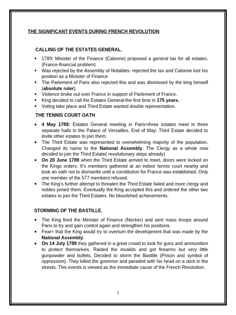 The Significant Events During French Revolution-1 | PDF | France ...