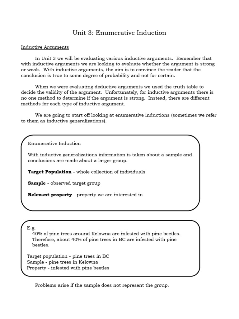 Unit 3 Enumerative Induction | PDF | Inductive Reasoning | Argument