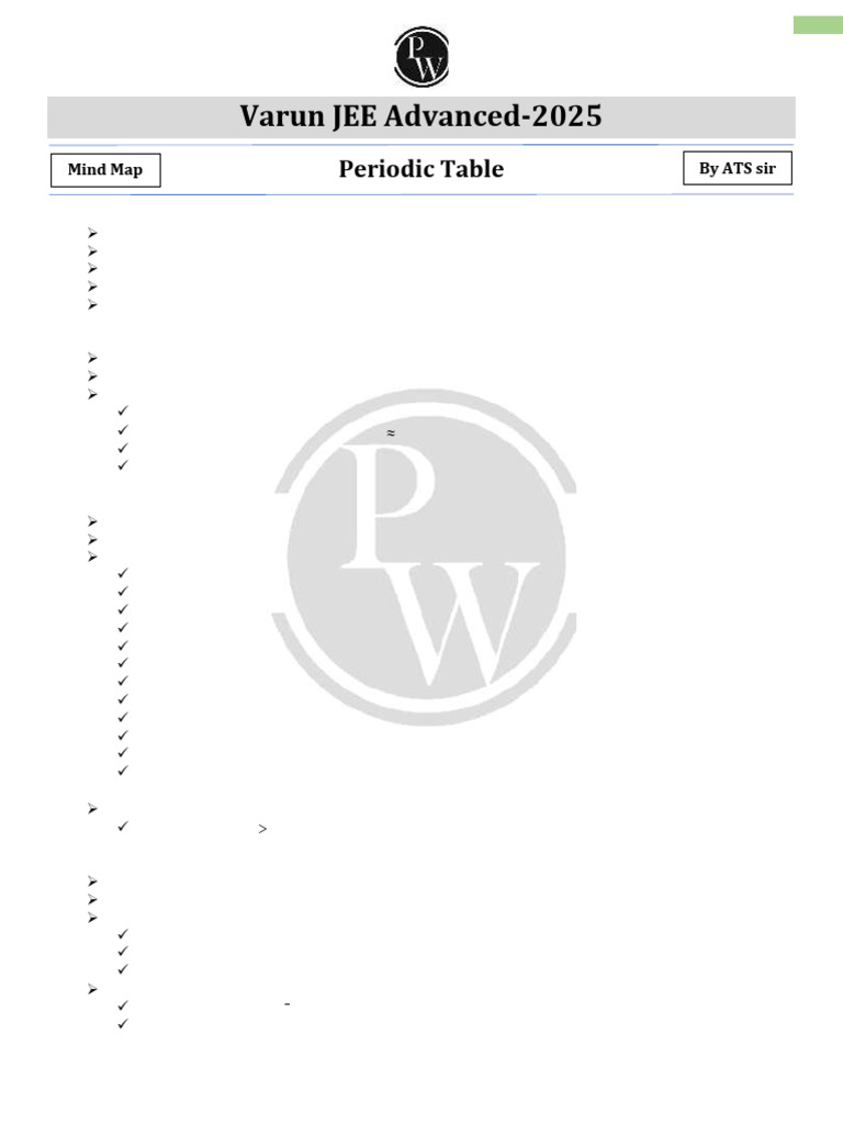 Mind Map for Periodic Table Concepts | PDF | Materials Science ...