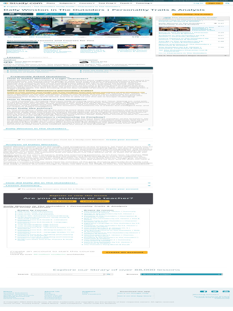 Dally Winston: Character Traits in The Outsiders | PDF