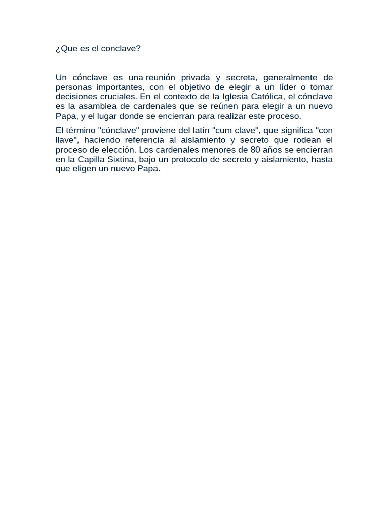 Que Es El Conclave | PDF