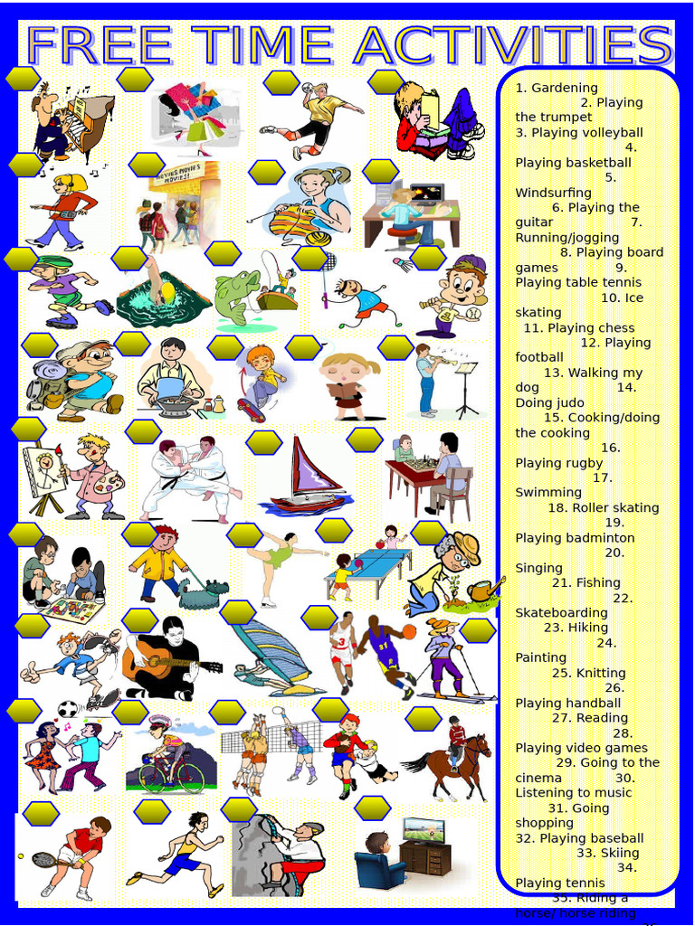 Free Time Activities Matching With Gerunds Picture Dictionaries - 97861 ...