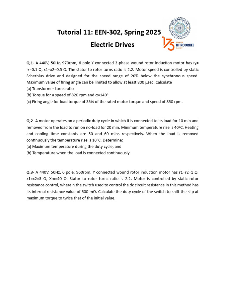 Tutorial 11 - EEN 302 - Questions | PDF